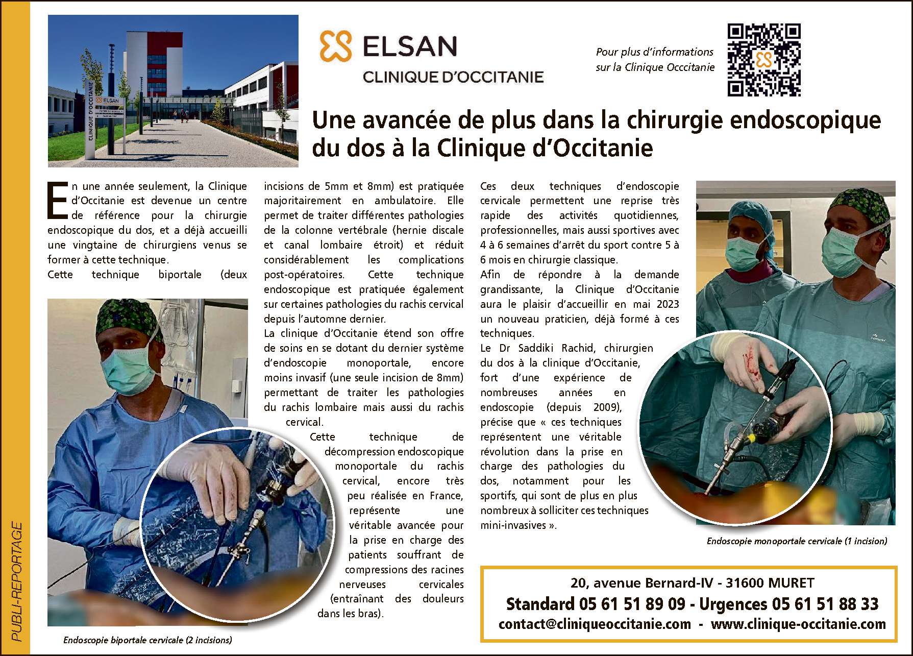 Une avancée de plus dans la chirurgie endoscopique du dos à la Clinique d’Occitanie | Elsan